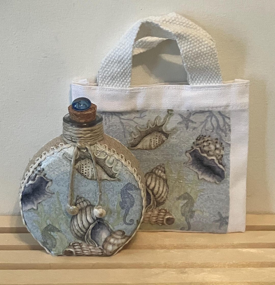 Decorative Beach Bottle - Blue Shells - Etsy