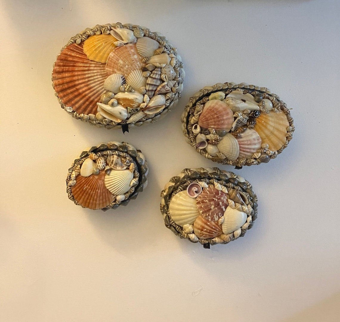 Seashell Jewelry Boxes oval Vintage - Etsy