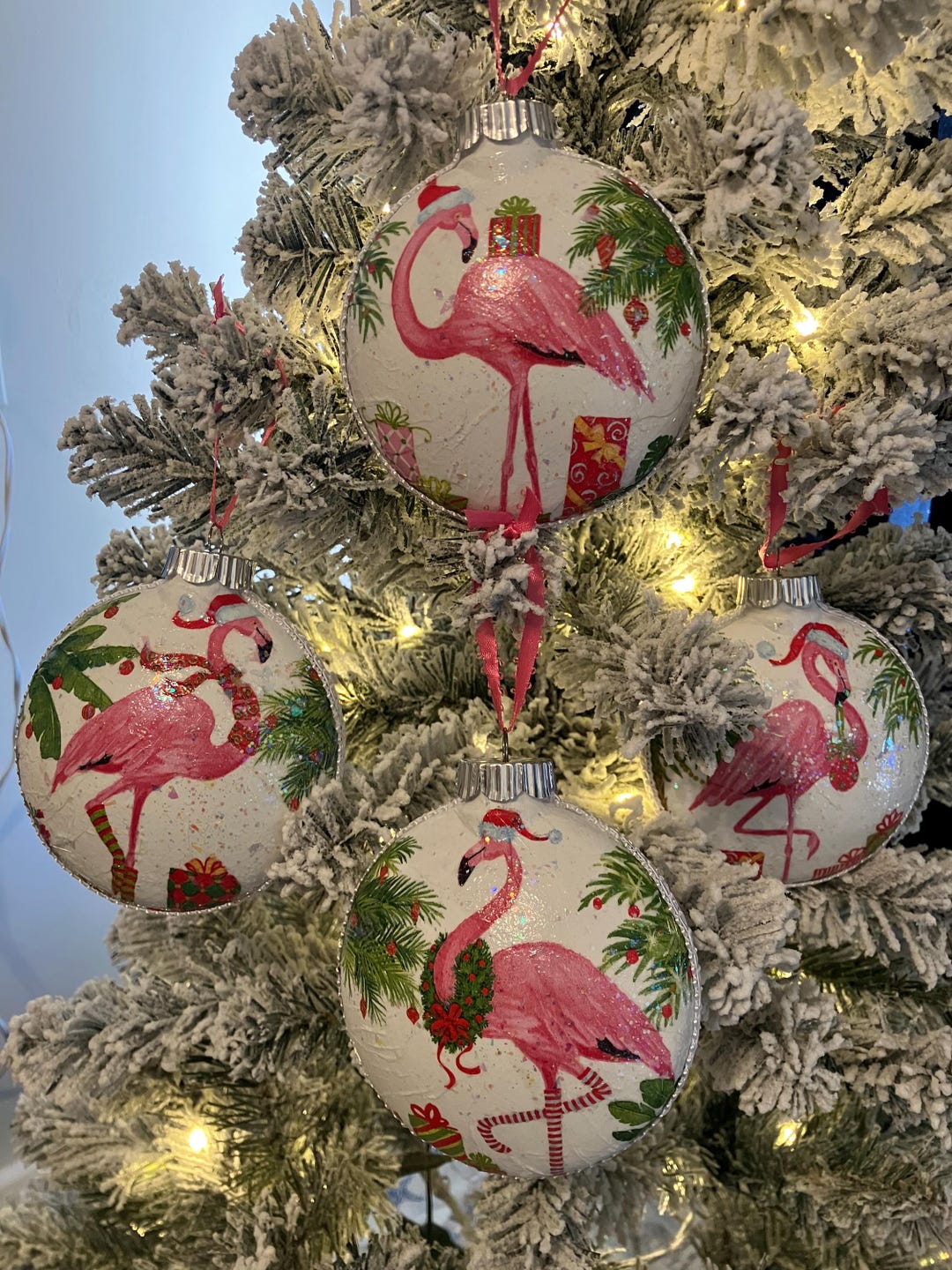 Christmas Flamingo’s Tree Ornaments, Birds of Paradise, Christmas Decor ...