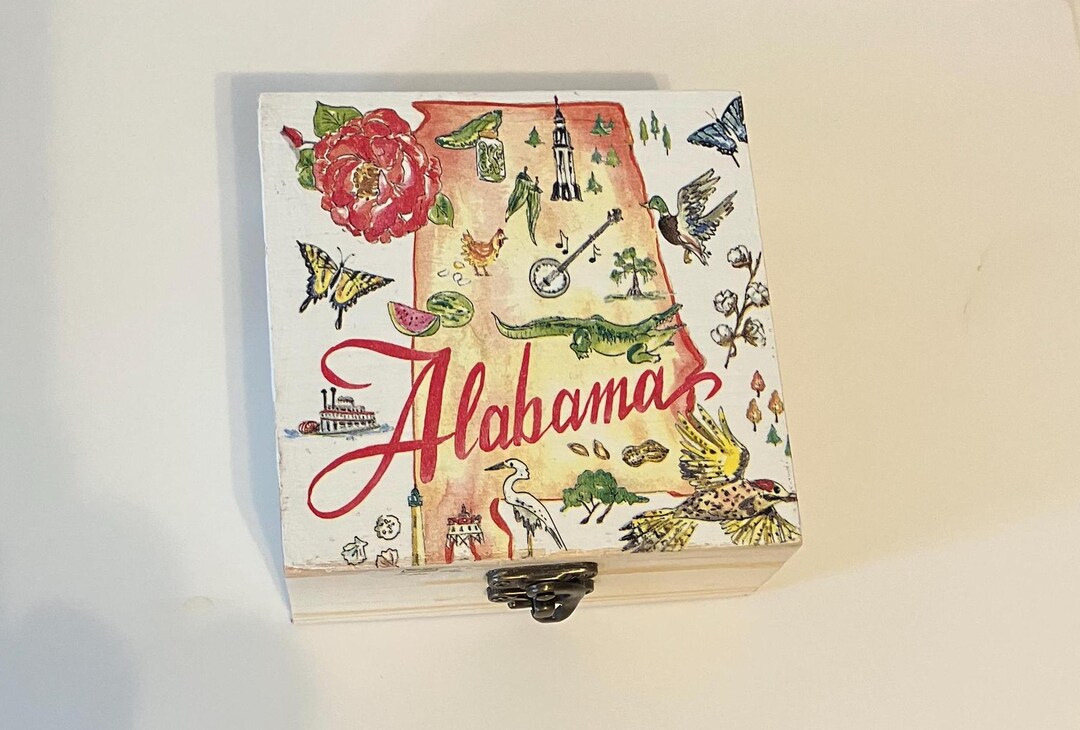State of Alabama Wood Trinket Box, Home Decor - Etsy
