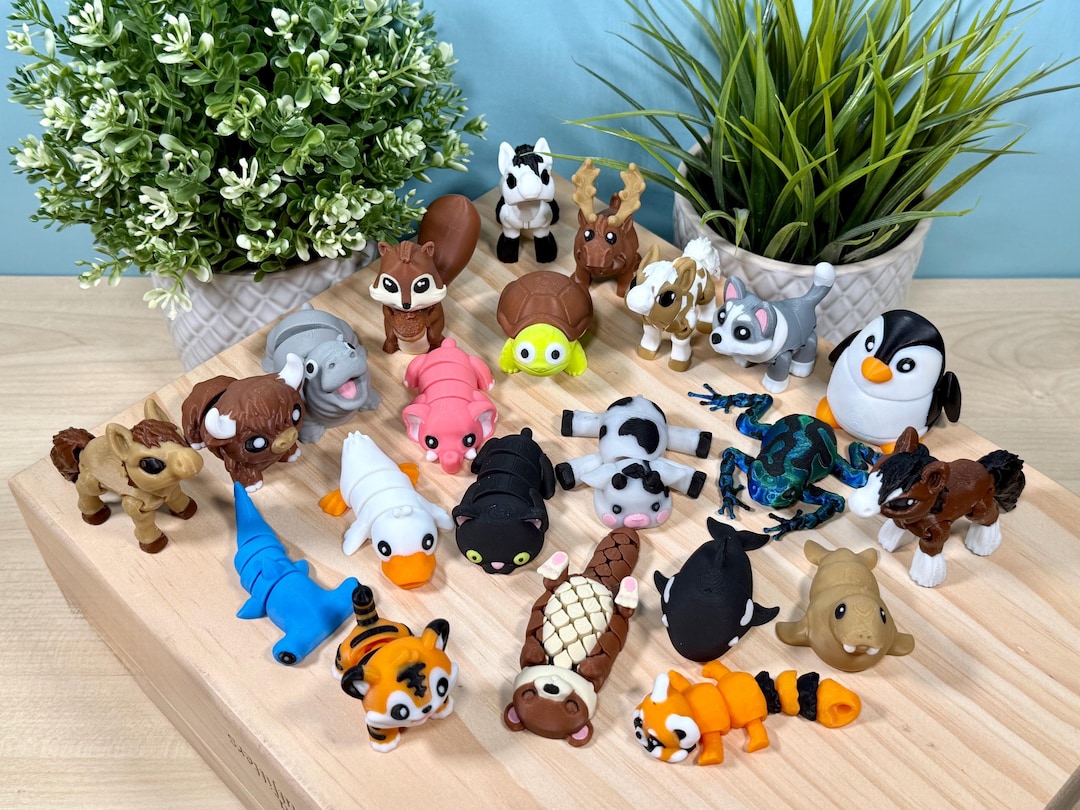 3D Printed Flexi Animal Key Chains | Mini Articulated Animal Figurine ...
