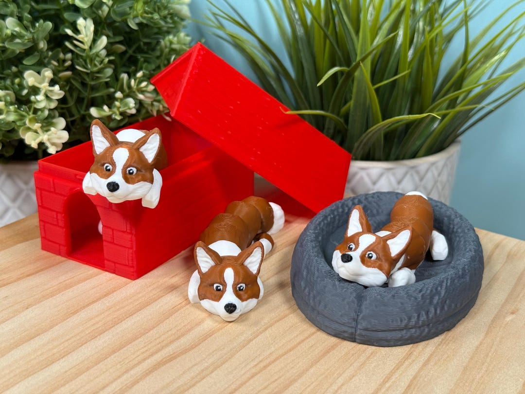 Articulated Corgi Figurine | 3D Printed Flexi Desk Buddy | Gift for Dog ...