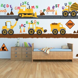 Alphabet Monogram Construction Trucks Decal Roads Dirt Roads REUSABLE ...