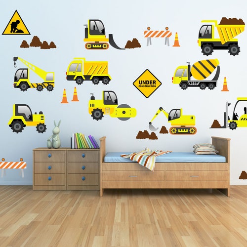 Excavator Wall Decal 3D Art Stickers Construction Truck Wall - Etsy