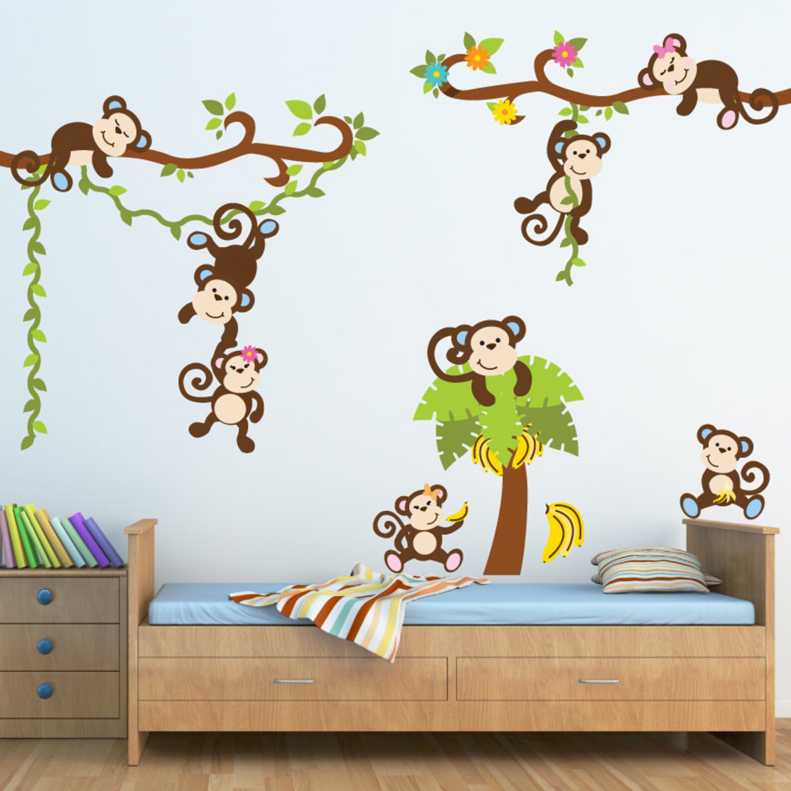 Monkey DECAL Boys Monkey Decal Girls Monkey Decals Reusable - Etsy