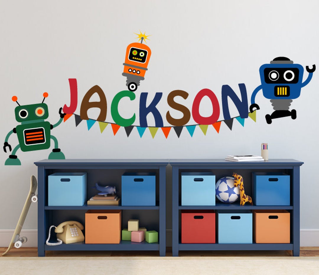 Robot Decal, Boys Robot Sticker Decals, M110 - Etsy