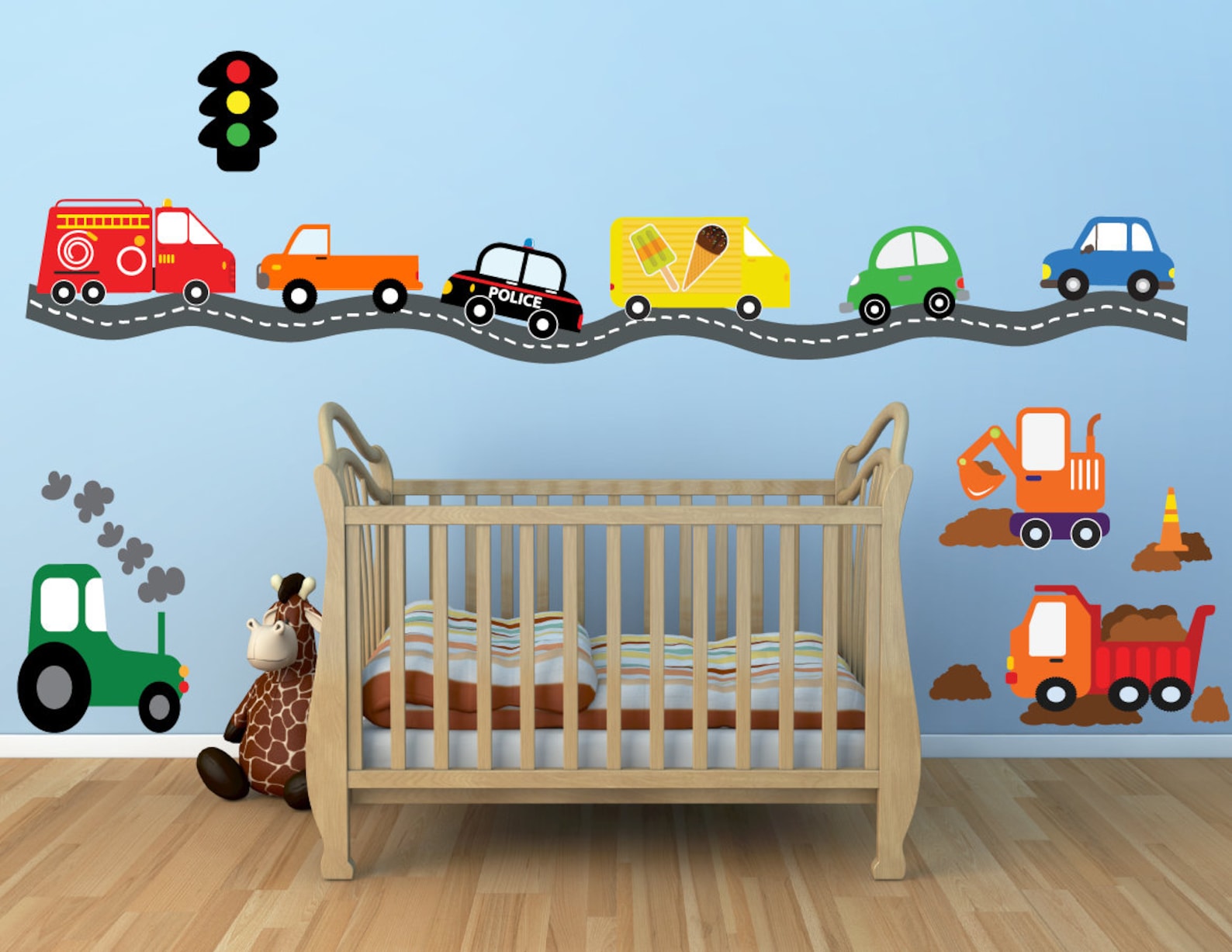 Construction Wall Decal Road Cars Wall Decals Reusable WALL - Etsy