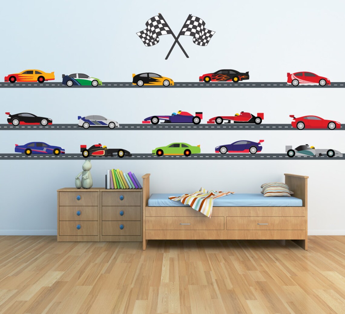 Race Car Decals 24 FEET of ROADWAY Reusable Decal Non-toxic | Etsy