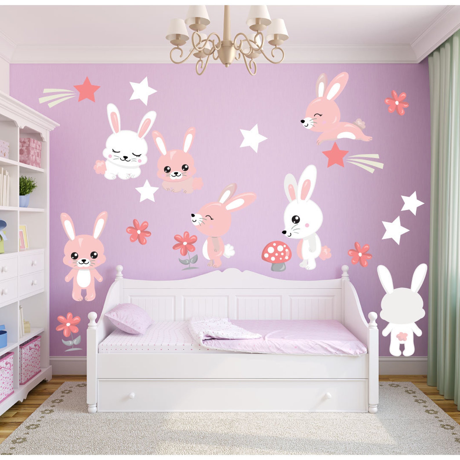 Bunny Rabbit Decals Nursery Wall Decals A295 - Etsy