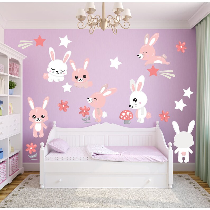 Bunny Rabbit Decals Nursery Wall Decals A295 - Etsy