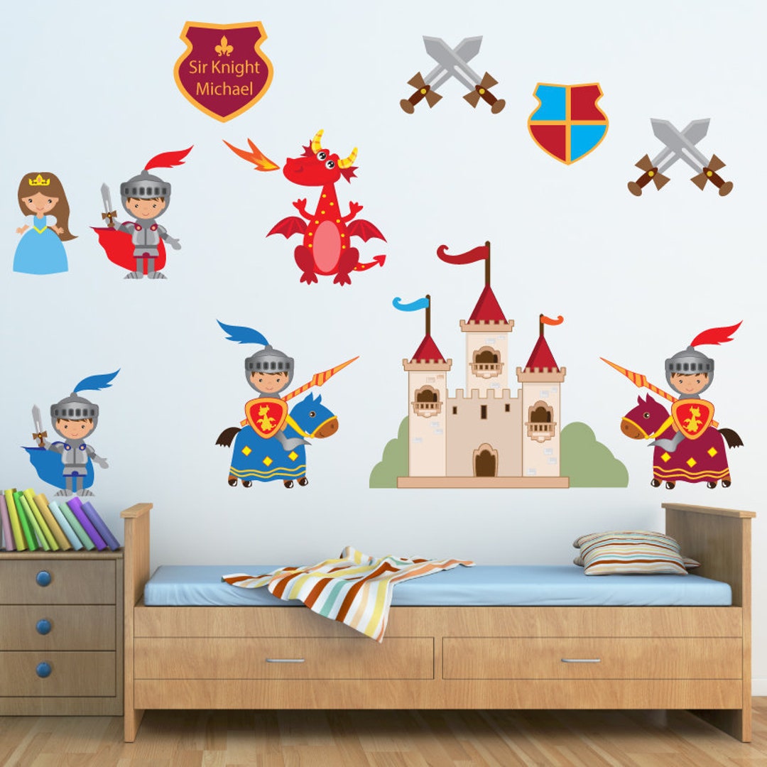 Knight Wall Decal, Dragon Princess Knight Decal, Non-toxic REUSABLE ...