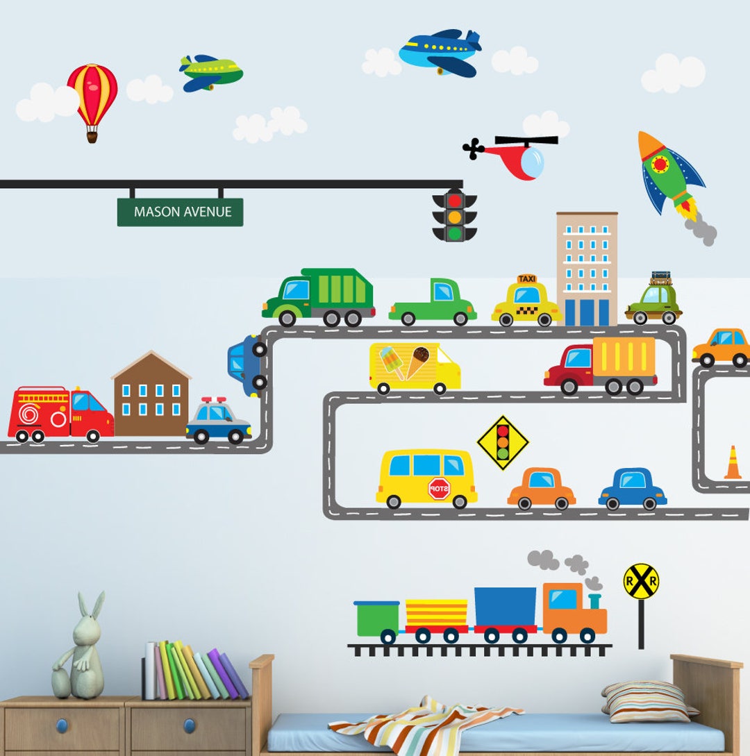 Road Wall Decal, Car Wall Decals, Truck Wall Decals, LARGE Roadway Wall ...