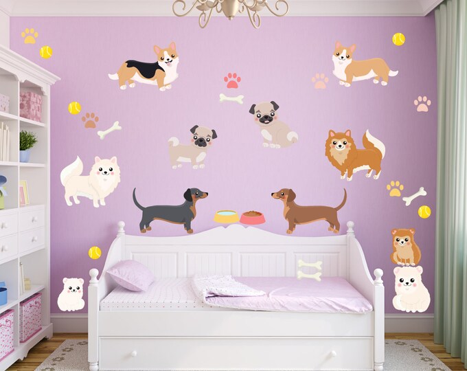 Puppy Dog Decal . Dog Wall Stickers . Doggie Decals . Puppy Pattern ...