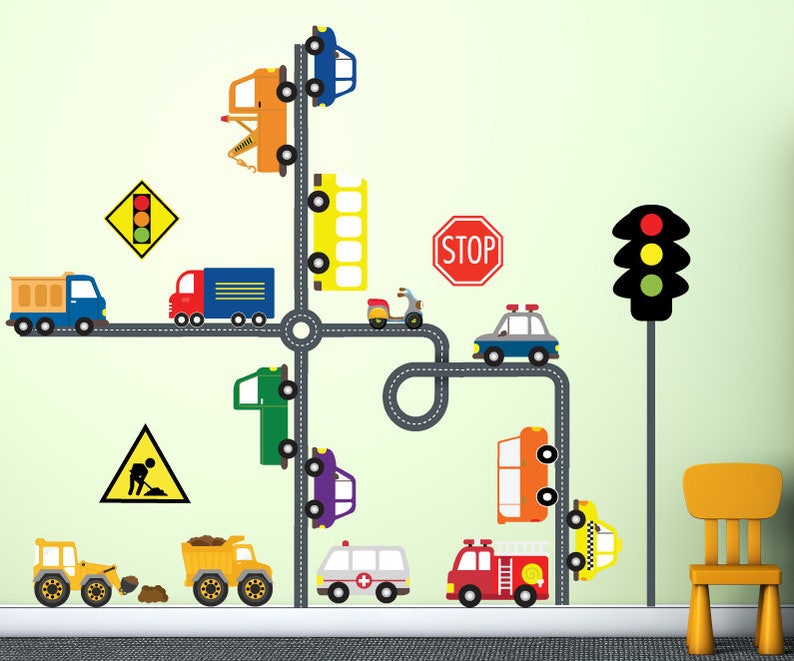 Car Wall Decal Transportation Road Wall Decals Reusable WALL - Etsy