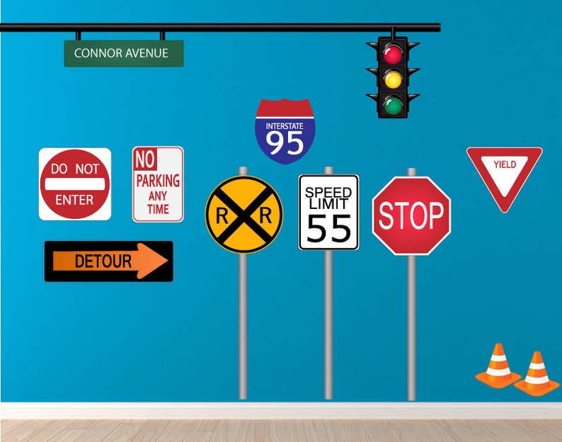 Transportation Signs Decals Road Sign Wall Decal REUSABLE - Etsy