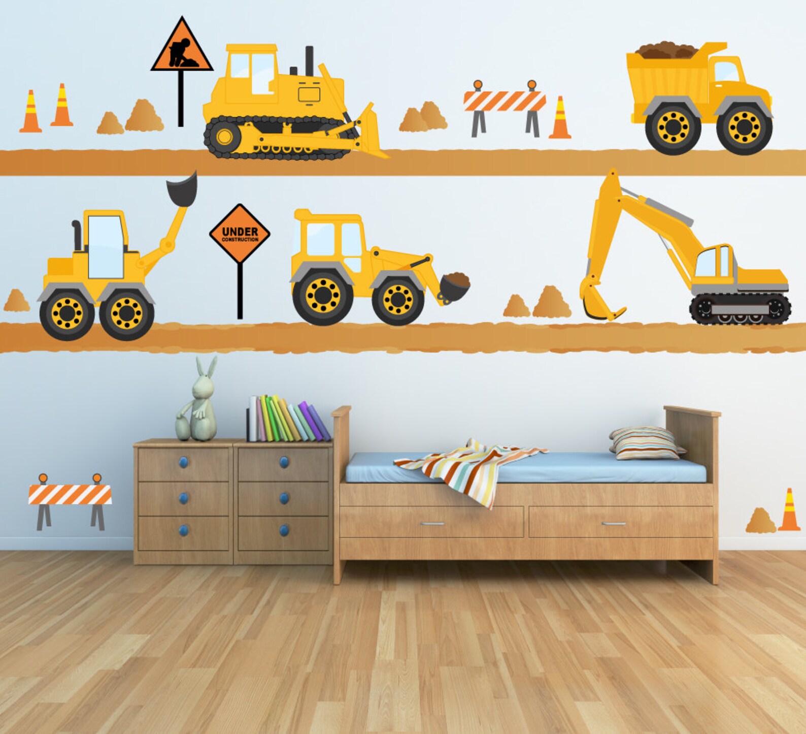 Construction Trucks Roads Decal Dirt Roads REUSABLE Decals - Etsy