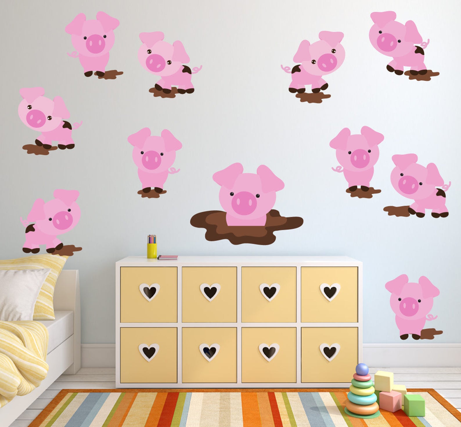 Pig Decal Pigs Wall Decal REUSABLE Wall Decals Non-toxic - Etsy