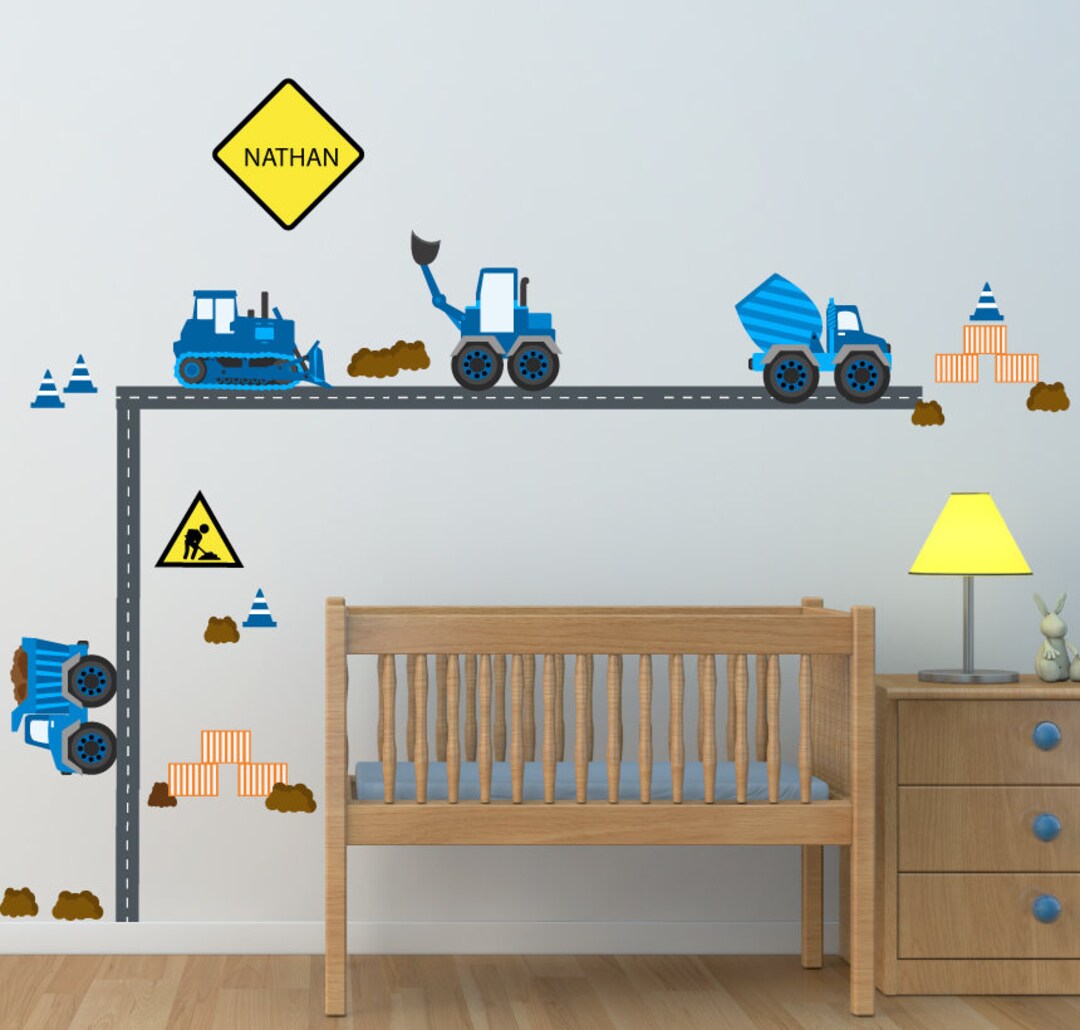 Kids Wall Decals, Construction Trucks Wall Decal, Nursery Wall Decal ...