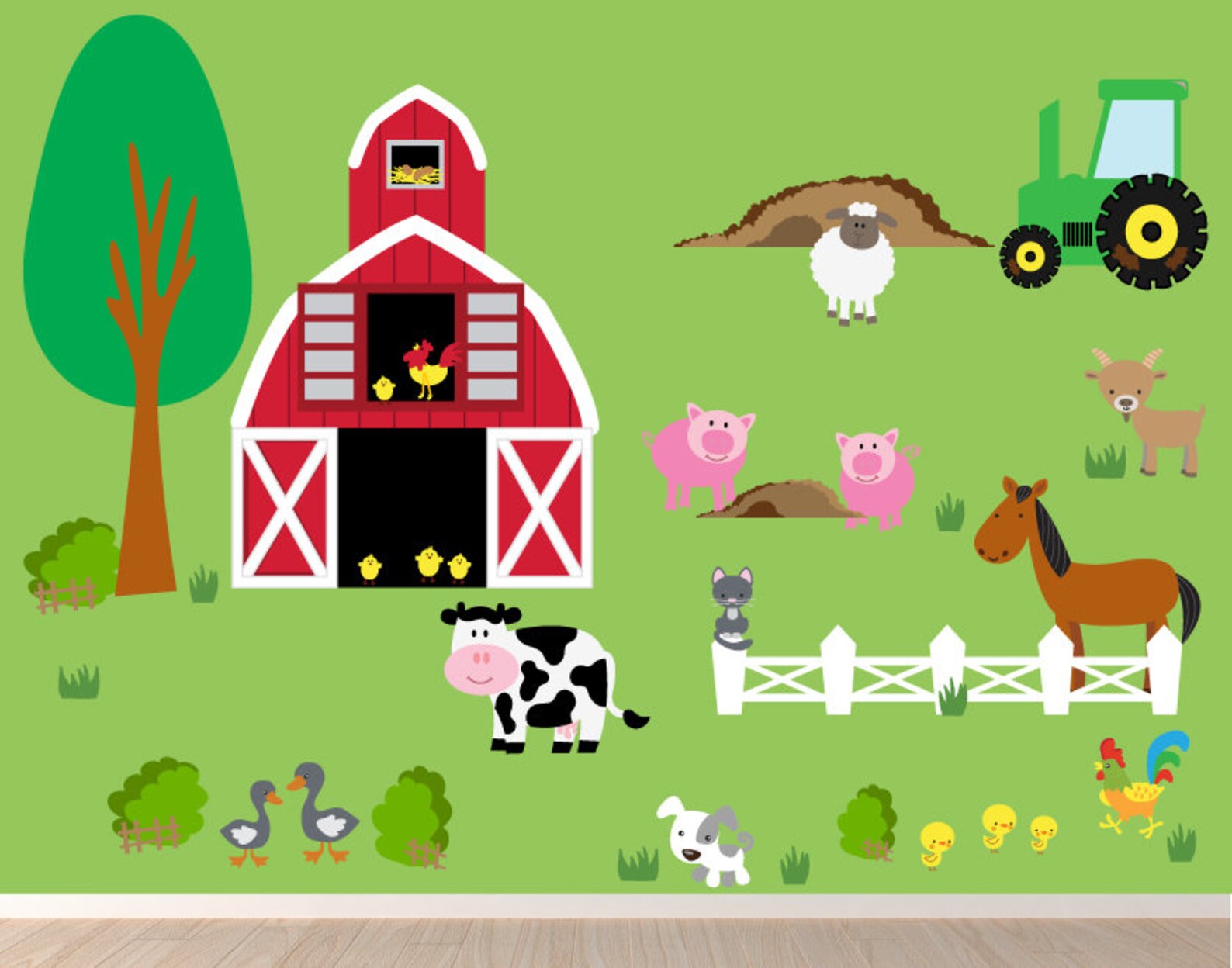 Farm Wall Decal, Kids Wall Decal, Barn Wall Decal, Farm Animals Decal ...