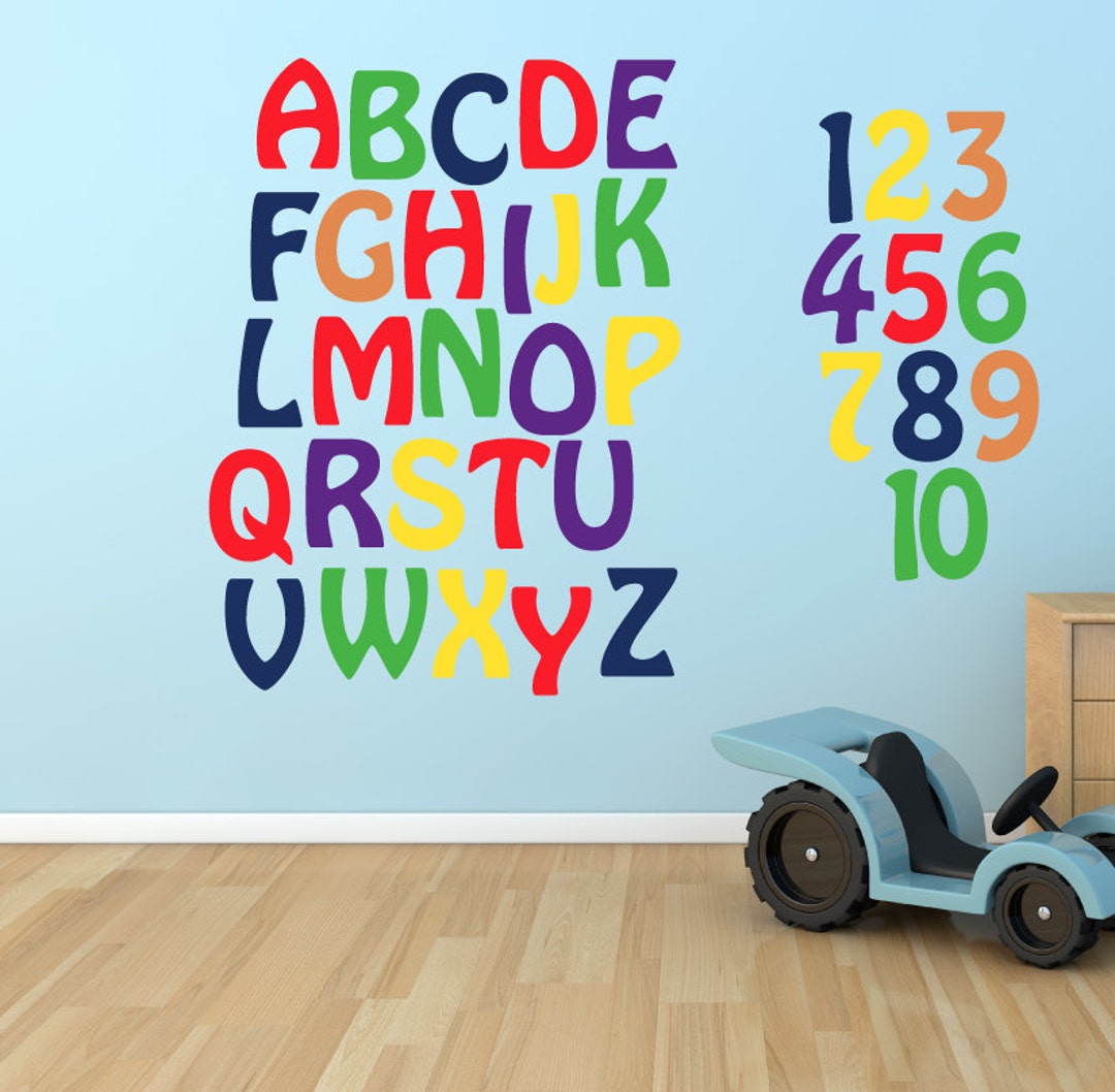 Alphabet Wall Decal, Alphabet Numbers Wall Decal, REUSABLE Decal, A211 ...