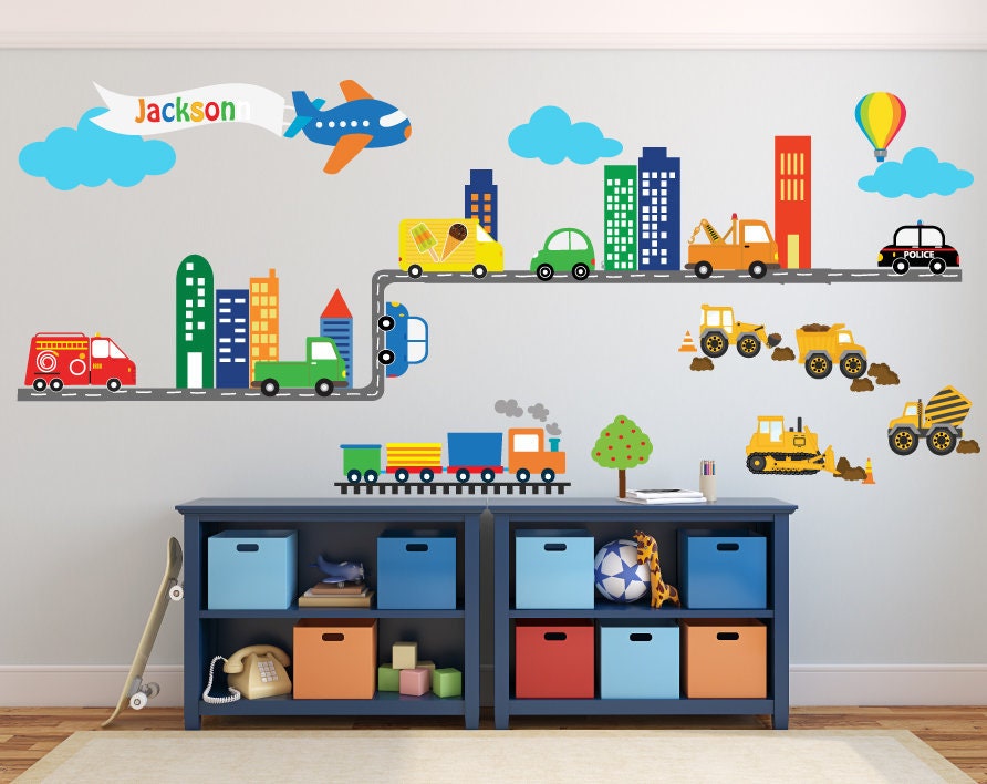 Transportation Decal Car Construction Trucks Wall Decals A290 | Etsy