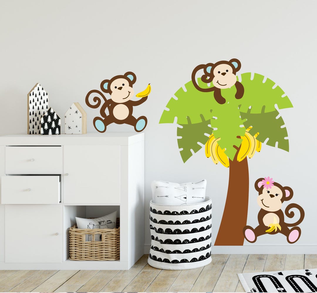 Monkey Wall Decals, Kids Wall Decals, Peel and Stick Wall Stickers ...