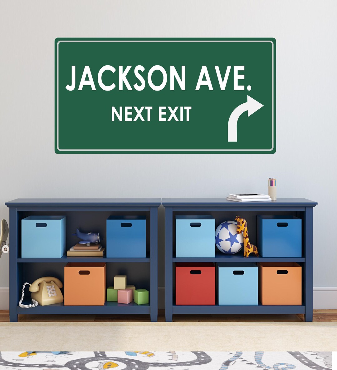 Personalized Traffic Road Sign Wall Decal, Transportation Signs, Boys ...