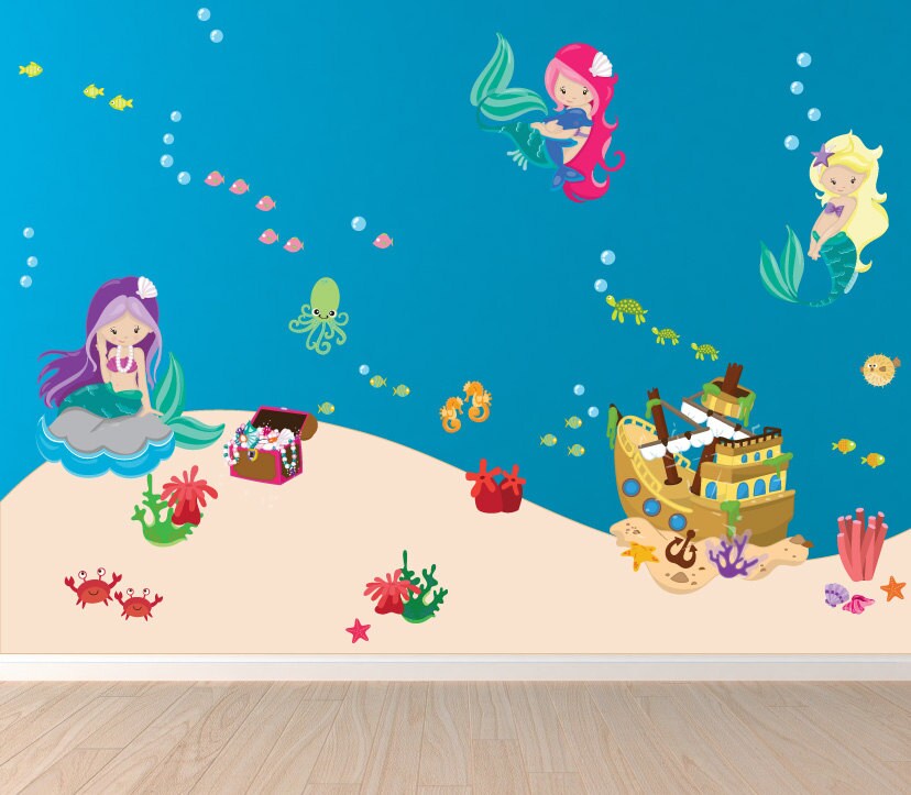 Mermaid Decal Reusable Non-toxic NO Pvcs LARGE - Etsy