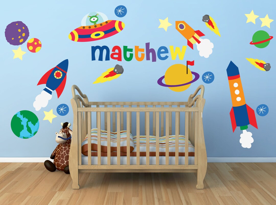 Rocket Space Spaceship Alien Wall Decals Boys Nursery Decals, A316 - Etsy