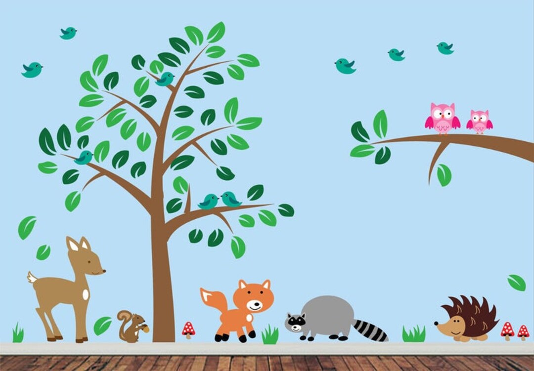 Woodlands Tree Decal, Nursery Tree Decal, Reusable Decal, Non-toxic ...