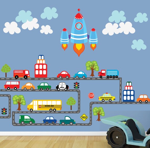 Transportation Wall Decal REUSABLE Wall Decals Non-toxic Wall - Etsy