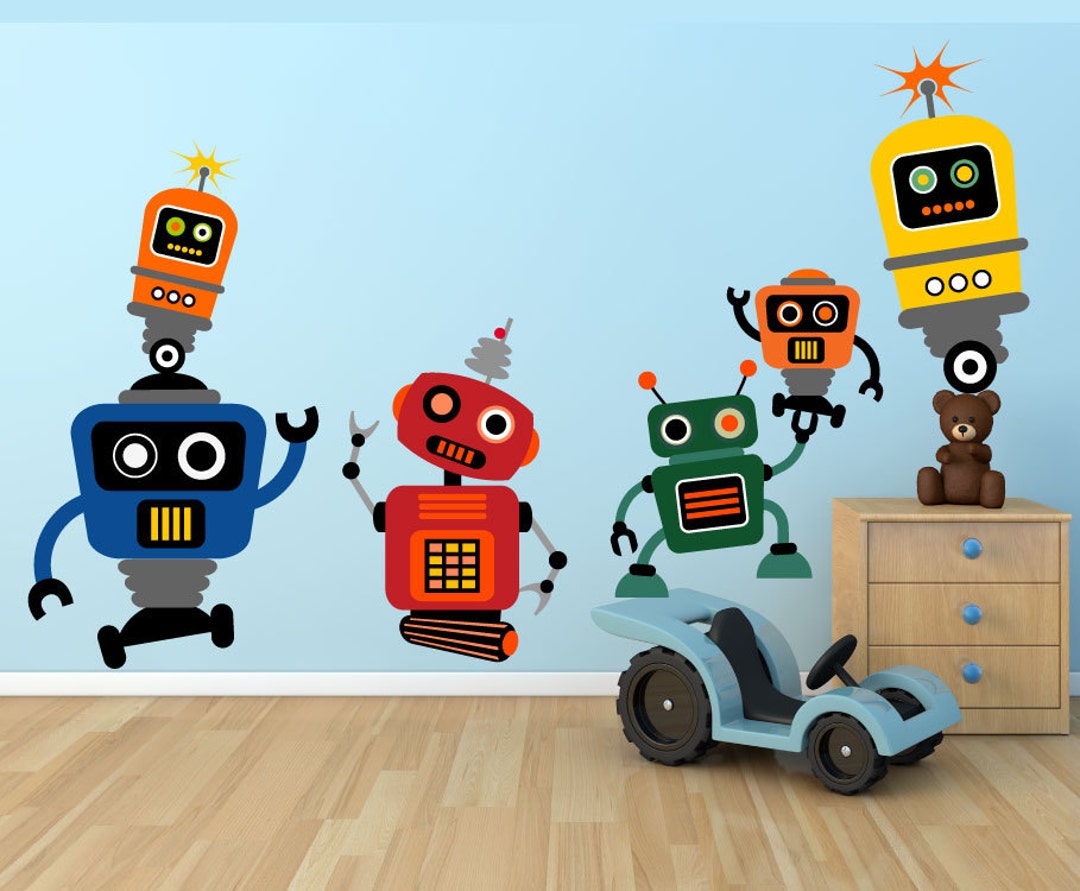 Robots Wall Stickers Non-toxic REUSABLE Wall Decals A209 - Etsy