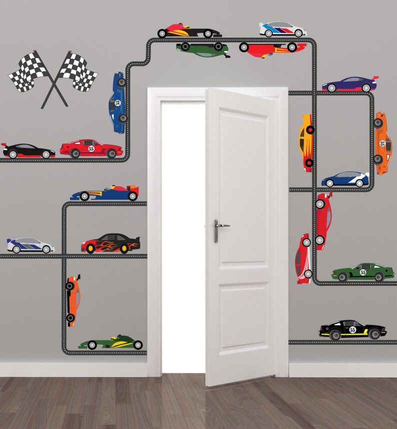 Race Car Decals Car Decals Boys Room Decals LARGE SET Race - Etsy