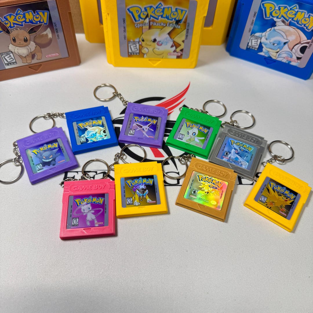 Custom POKEMON Keychains With Holographic Game Boy Cartridges - Etsy