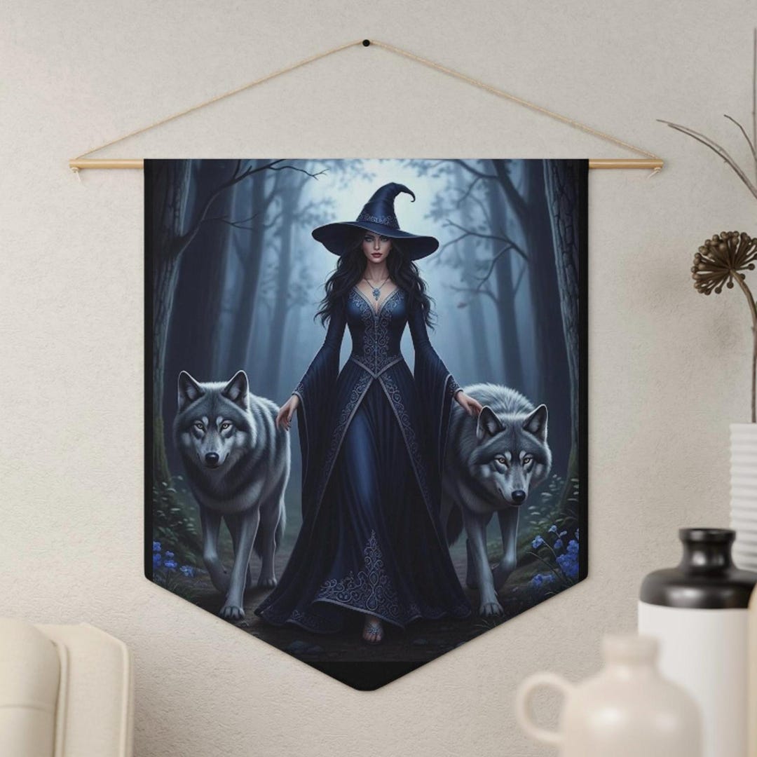Witch With Wolves, Goth, Witch Home Decor, Witcy Vibes, Witch Flag ...