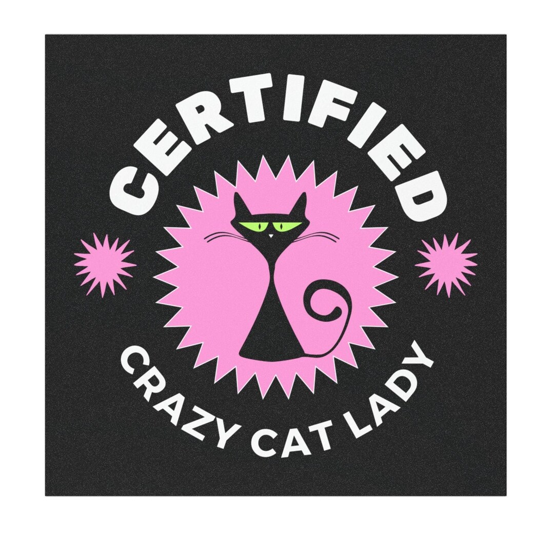 Certified Crazy Cat Lady, Retro, Pop Art Design, Cat Lover Gift, Cat ...
