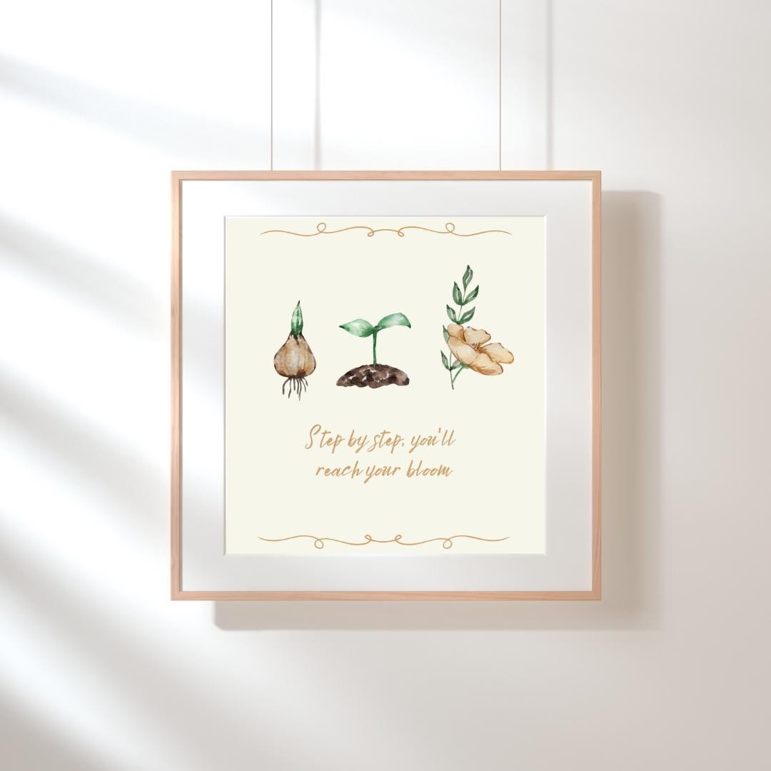 Motivational Plant Growth Wall Art, Botanical Prints for Home Decor ...