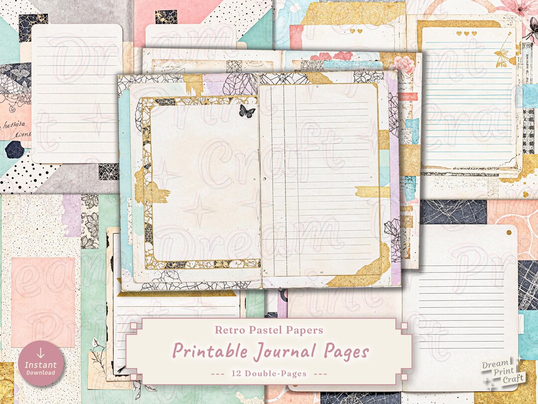 Retro Pastel Papers – Printable 90s Geometric Lined Writing Set ...