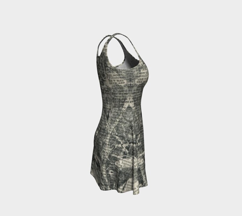 Black and White Dictionary Flare Dress in Washable No Fade Eco Poly ...