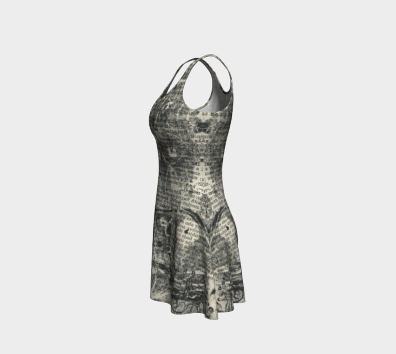 Black and White Dictionary Flare Dress in Washable No Fade Eco Poly ...