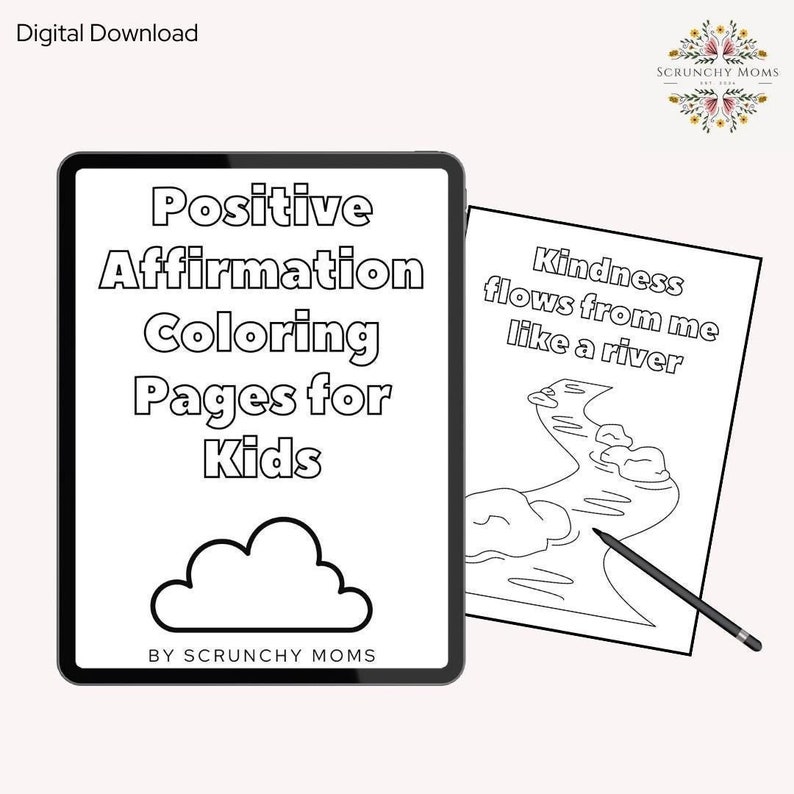 Positive Affirmation - 25 Coloring Pages for Kids - Digital - Etsy