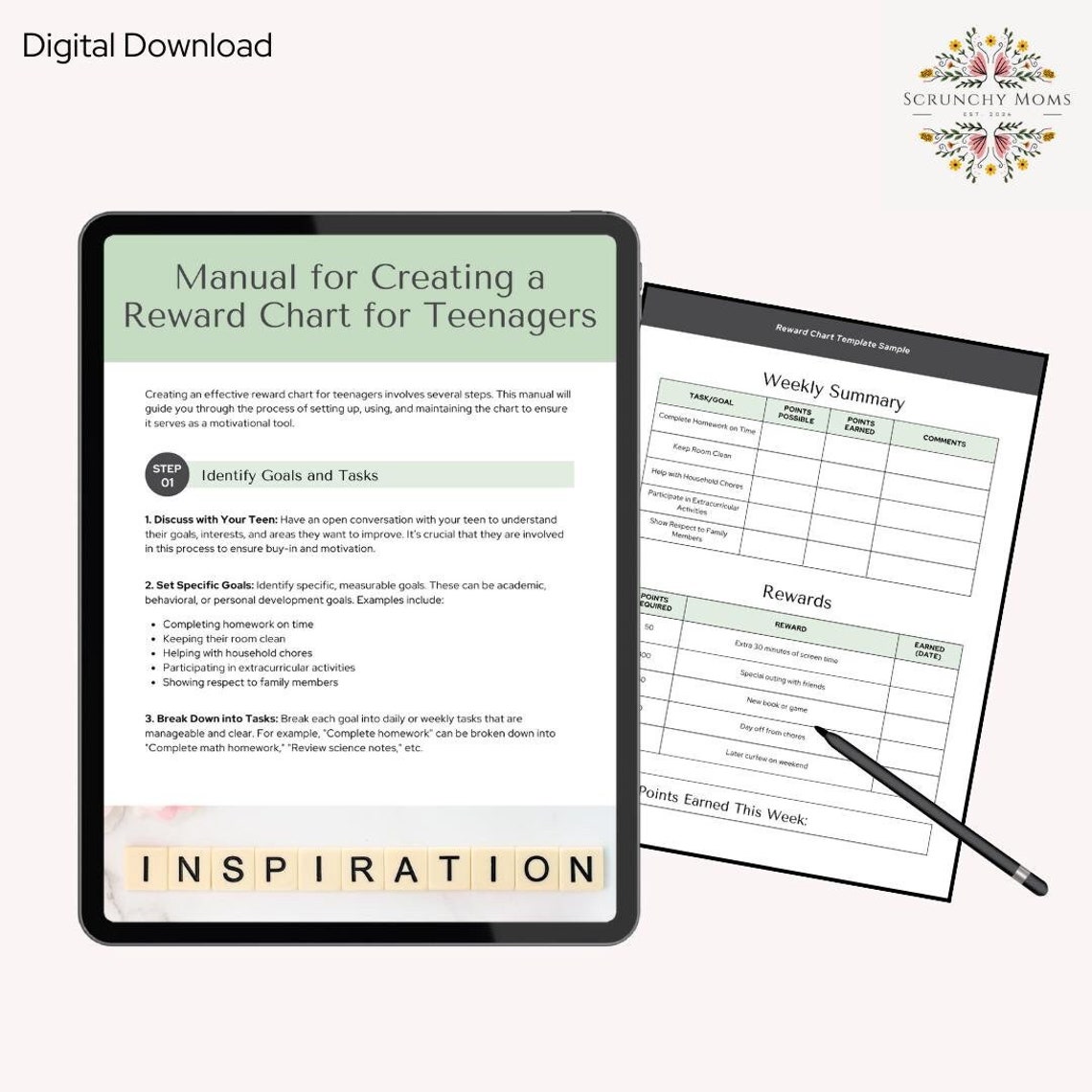Reward Chart Kit for Teens - Template and How to - Digital - Etsy