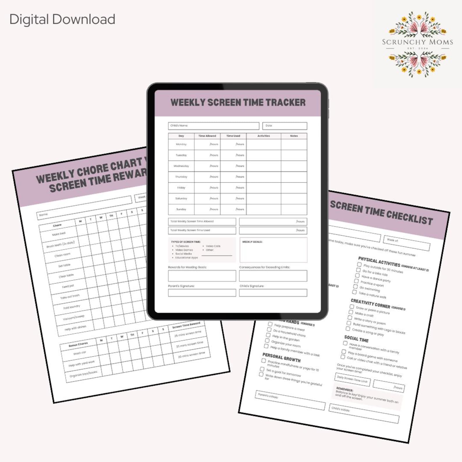 Screen Time Checklist for Kids and Teens - Customize & Print - Digital ...