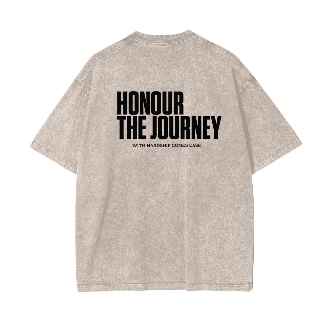 Honour the Journey Oversized Snow Washed T-shirt | Heavyweight 250GSM Cotton | Streetwear Unisex ...