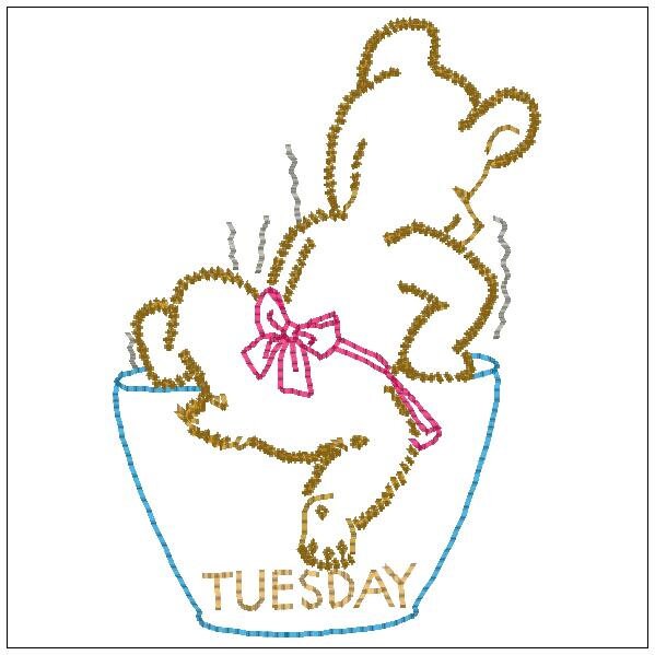 Vintage Bear Mom DOW Days of the Week Towel Designs Machine Embroidery ...