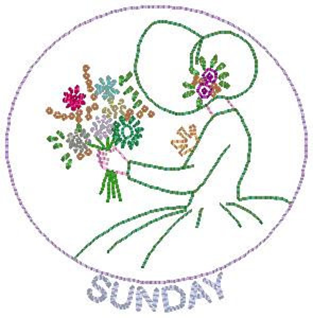 Vintage Sun Bonnet Bonnie Beth DOW Days of the Week Towel Designs ...