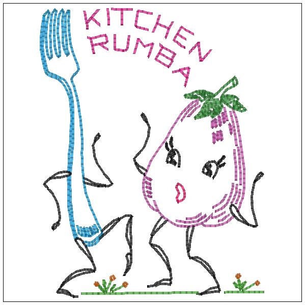 Vintage Dancing Vegetables Designs Kitchen Tea Towel Designs Machine ...