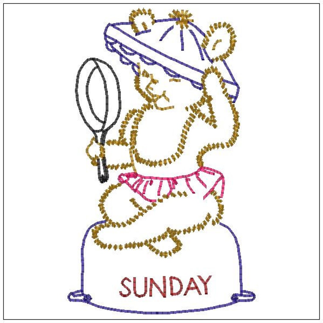 Vintage Bear Mom DOW Days of the Week Towel Designs Machine Embroidery ...