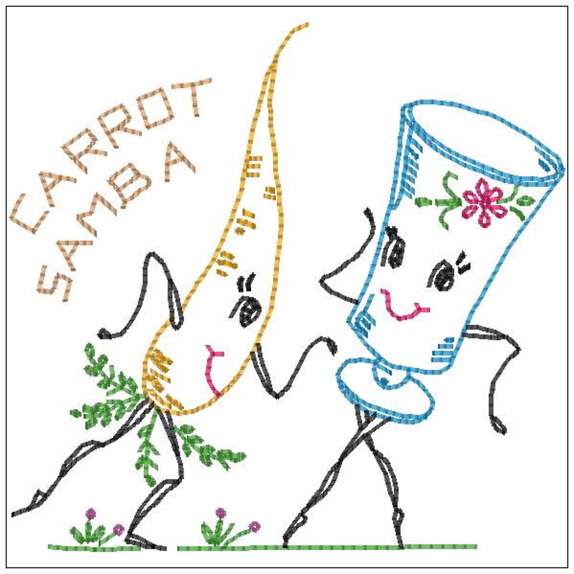 Vintage Dancing Vegetables Designs Kitchen Tea Towel Designs Machine ...