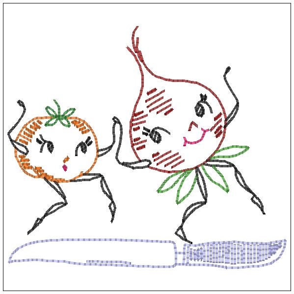 Vintage Dancing Vegetables Designs Kitchen Tea Towel Designs Machine ...